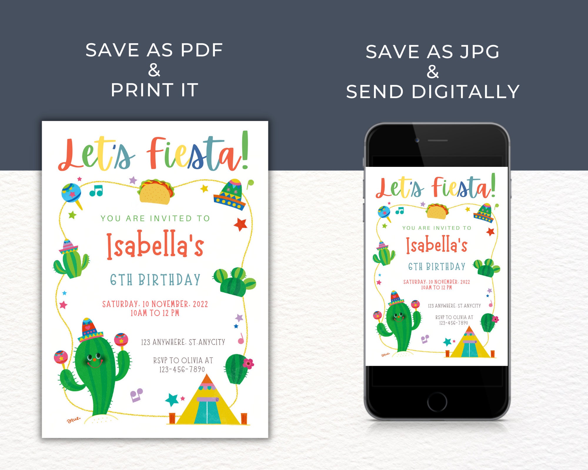 Printable & Digital Fiesta Birthday Party Invitation Card for Fiesta ...