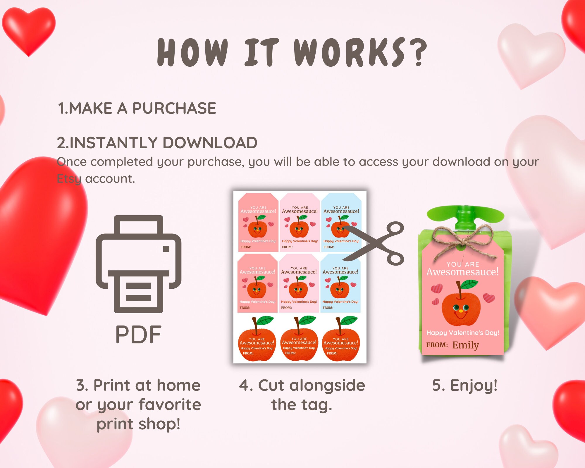 Kids Valentine's Day Gift Tag for Classroom Valentines | Applesauce ...