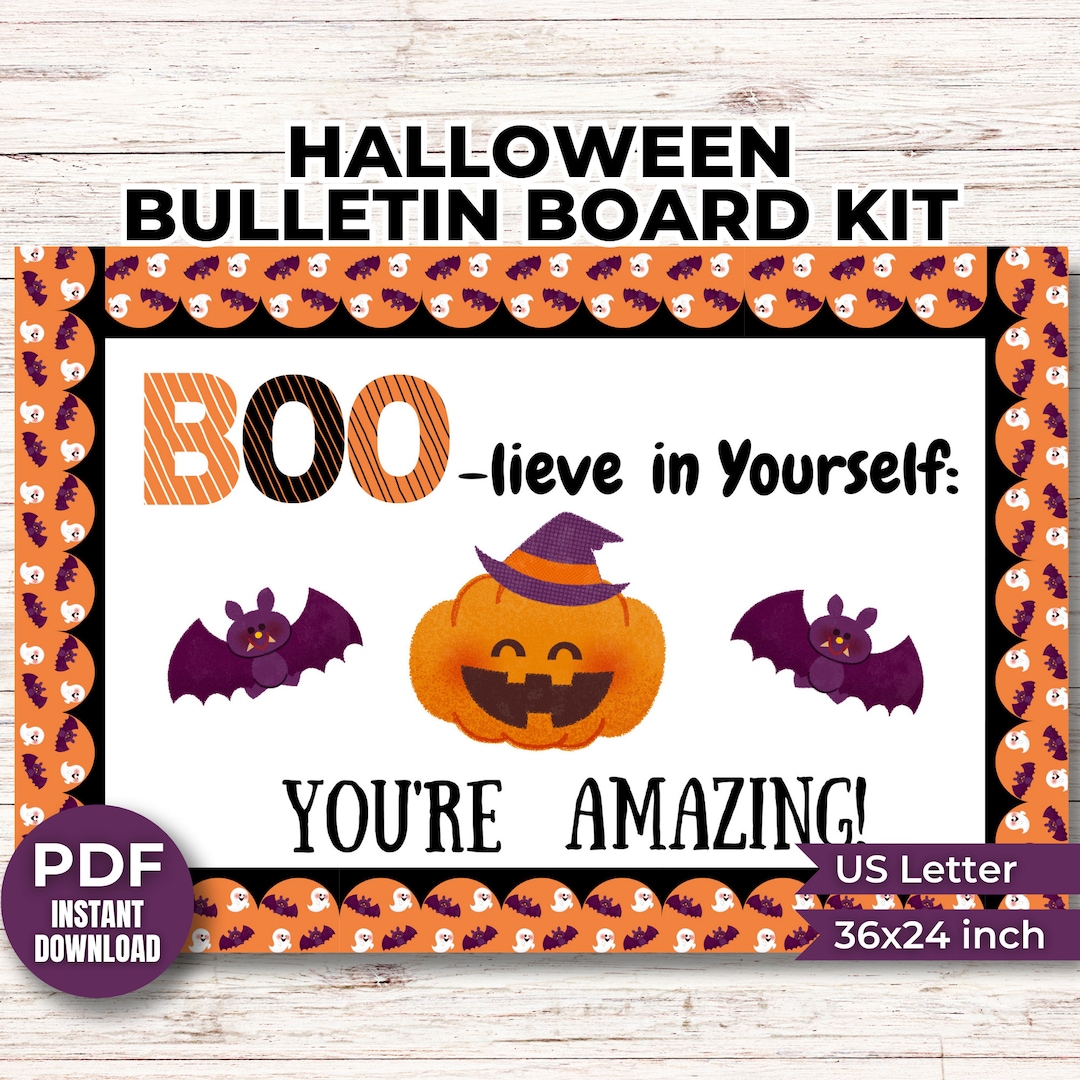 Halloween Bulletin Board Kit Fall Themed Bulletin Board Decor Set Ready ...