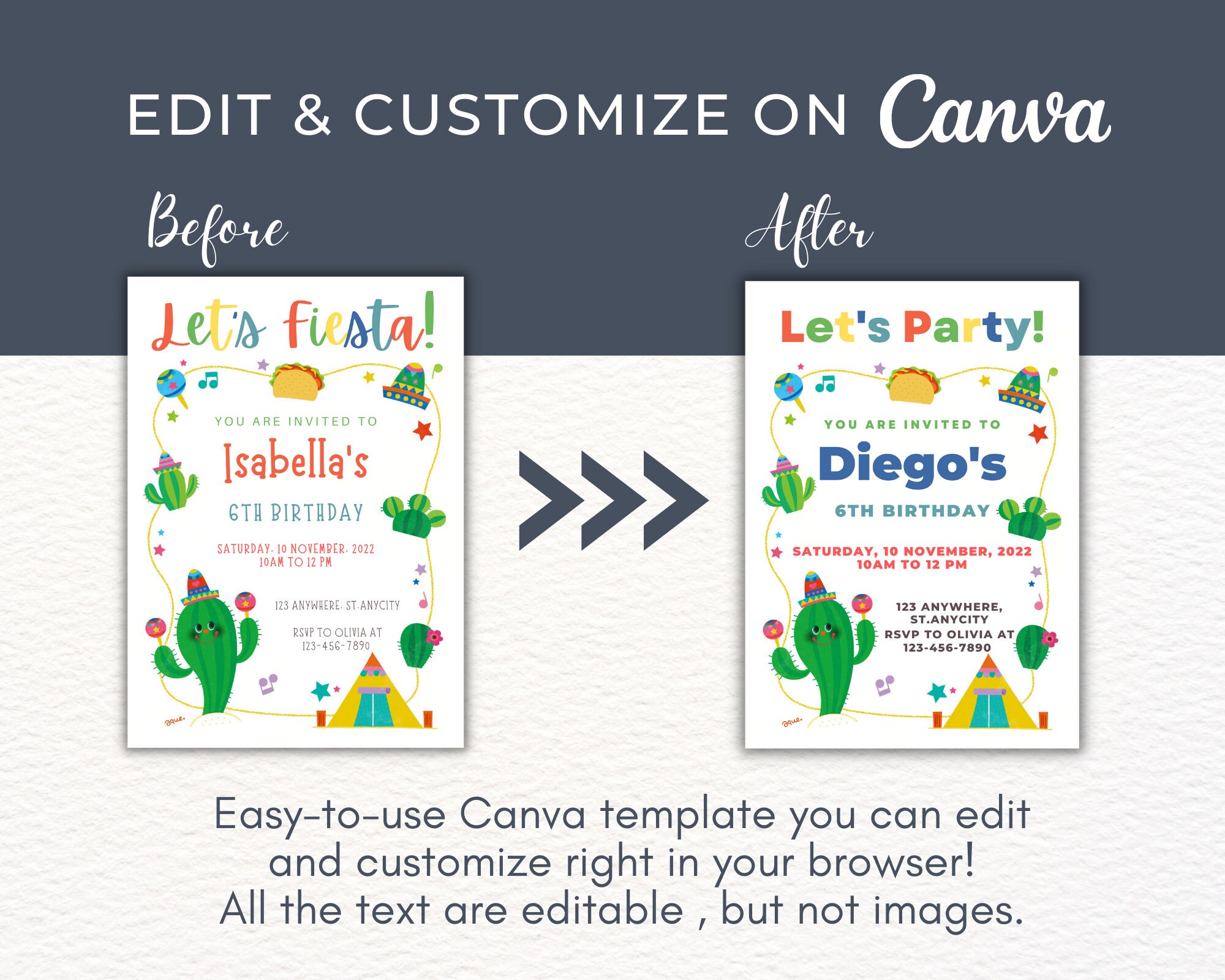 Printable & Digital Fiesta Birthday Party Invitation Card for Fiesta ...