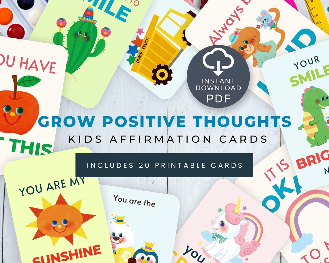 Printable Affirmation Cards for Kids to Grow Positive Thoughts Kids ...