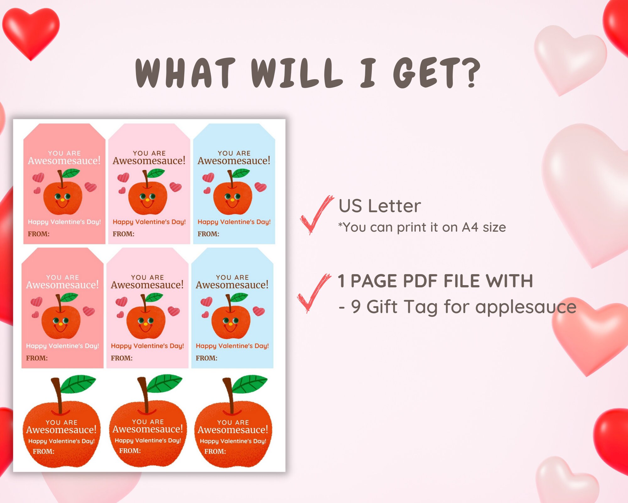 Kids Valentine's Day Gift Tag for Classroom Valentines | Applesauce ...
