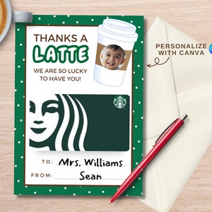 Thanks a Latte Printable Coffee Gift Card Holder is Teacher Gift Card ...