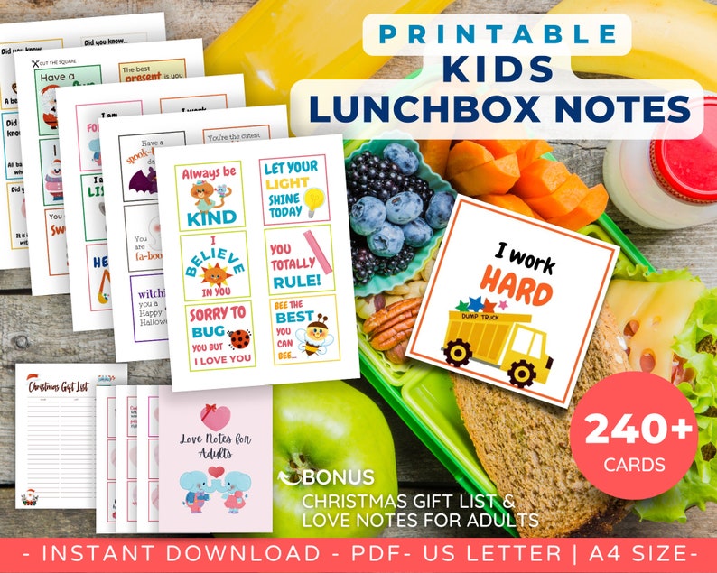 Kids Printable Lunchbox Notes Printable Lunch Box Notes Lunch Box Jokes ...