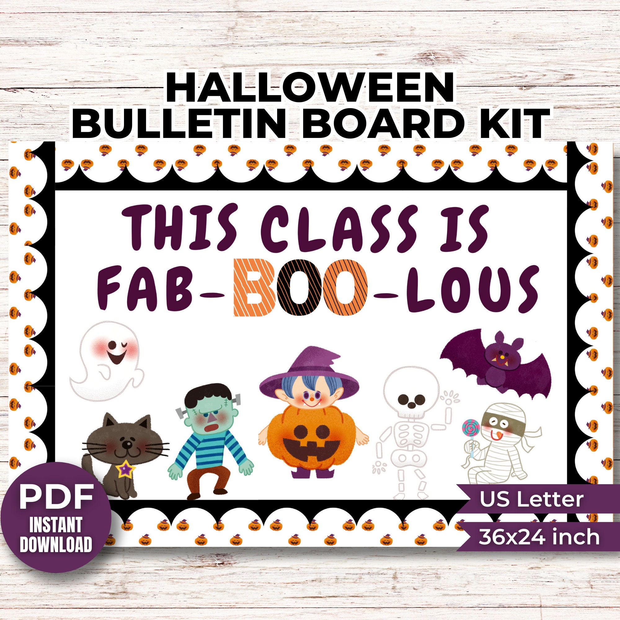 Halloween Bulletin Board Kit Fall Themed Bulletin Board Decor Set ...