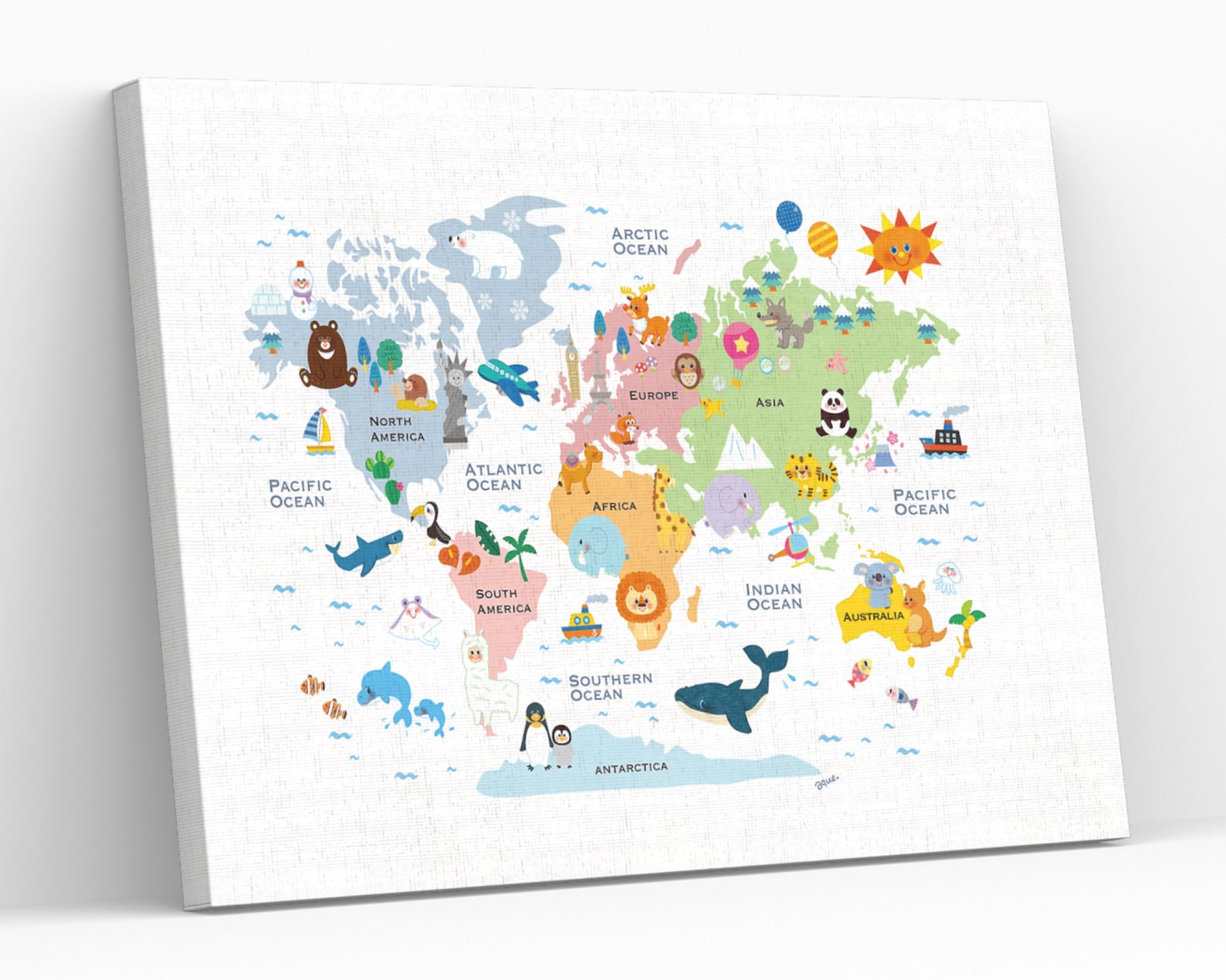 World Map Wall Art for Kids' Bedroom and Classrooms | Kids World Map ...