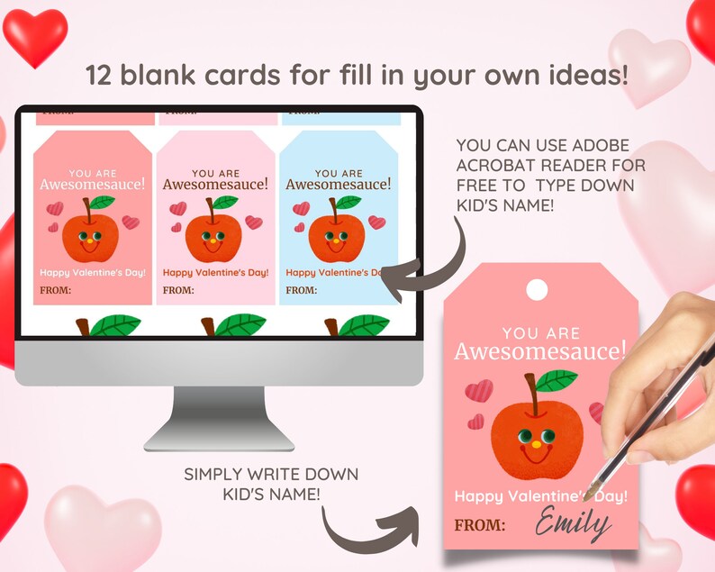 Kids Valentine's Day Gift Tag for Classroom Valentines | Applesauce ...