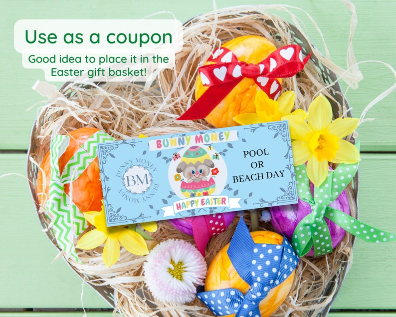 Printable Easter Egg Tokens Easter Coupon Easter Egg Fillers Bunny ...