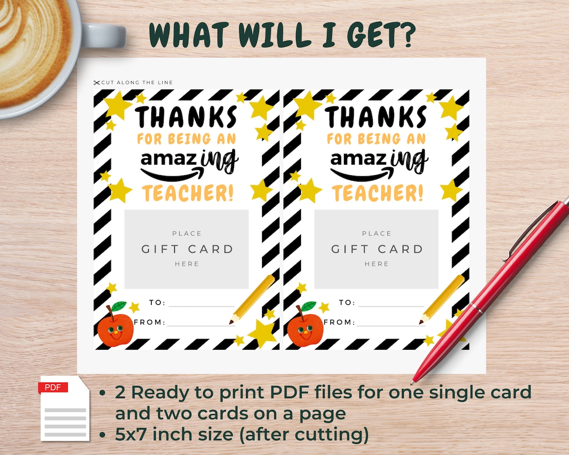 Printable Amazon Gift Card Holder is Teacher Gift Card Holder Teacher ...