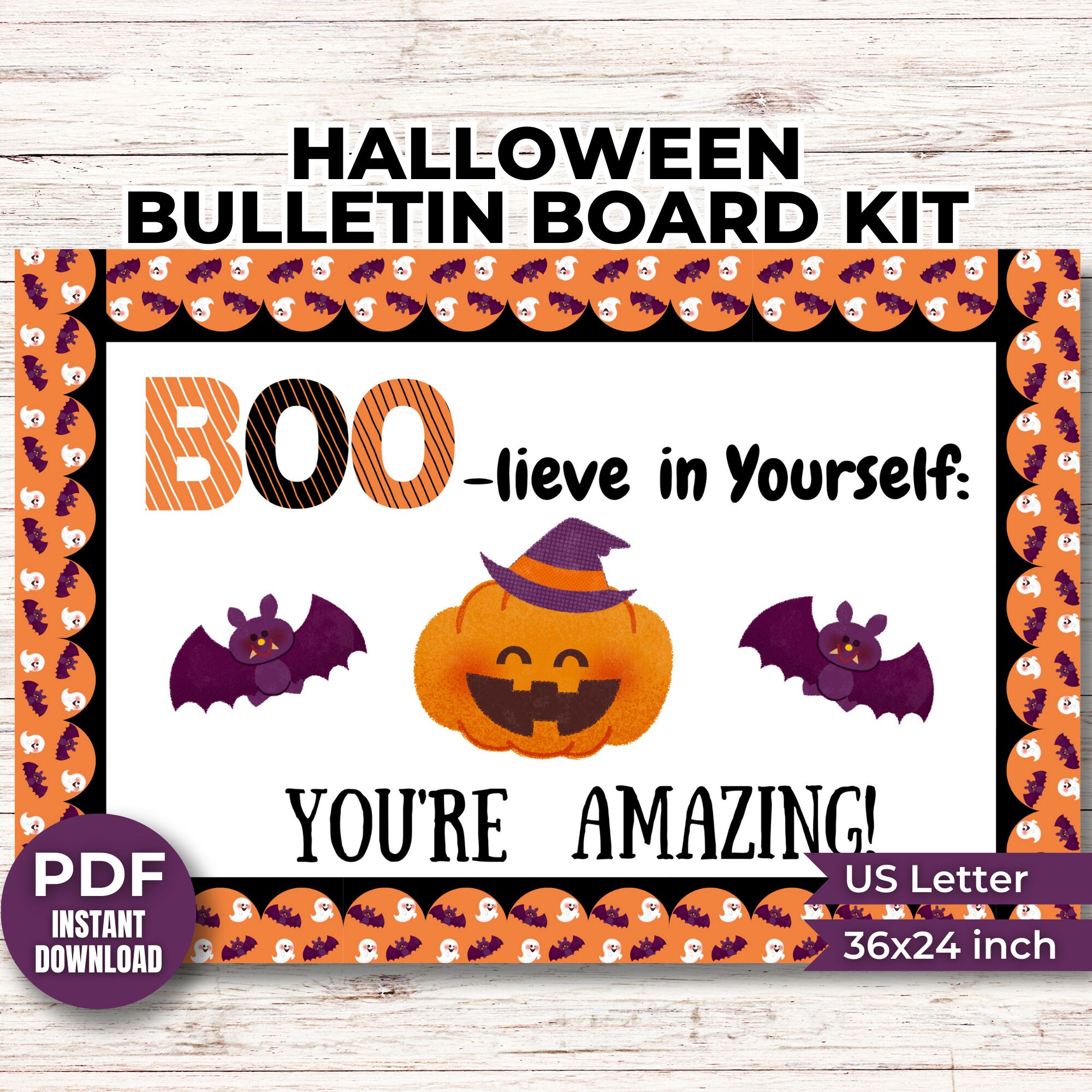 Halloween Bulletin Board Kit Fall Themed Bulletin Board Decor Set Ready ...