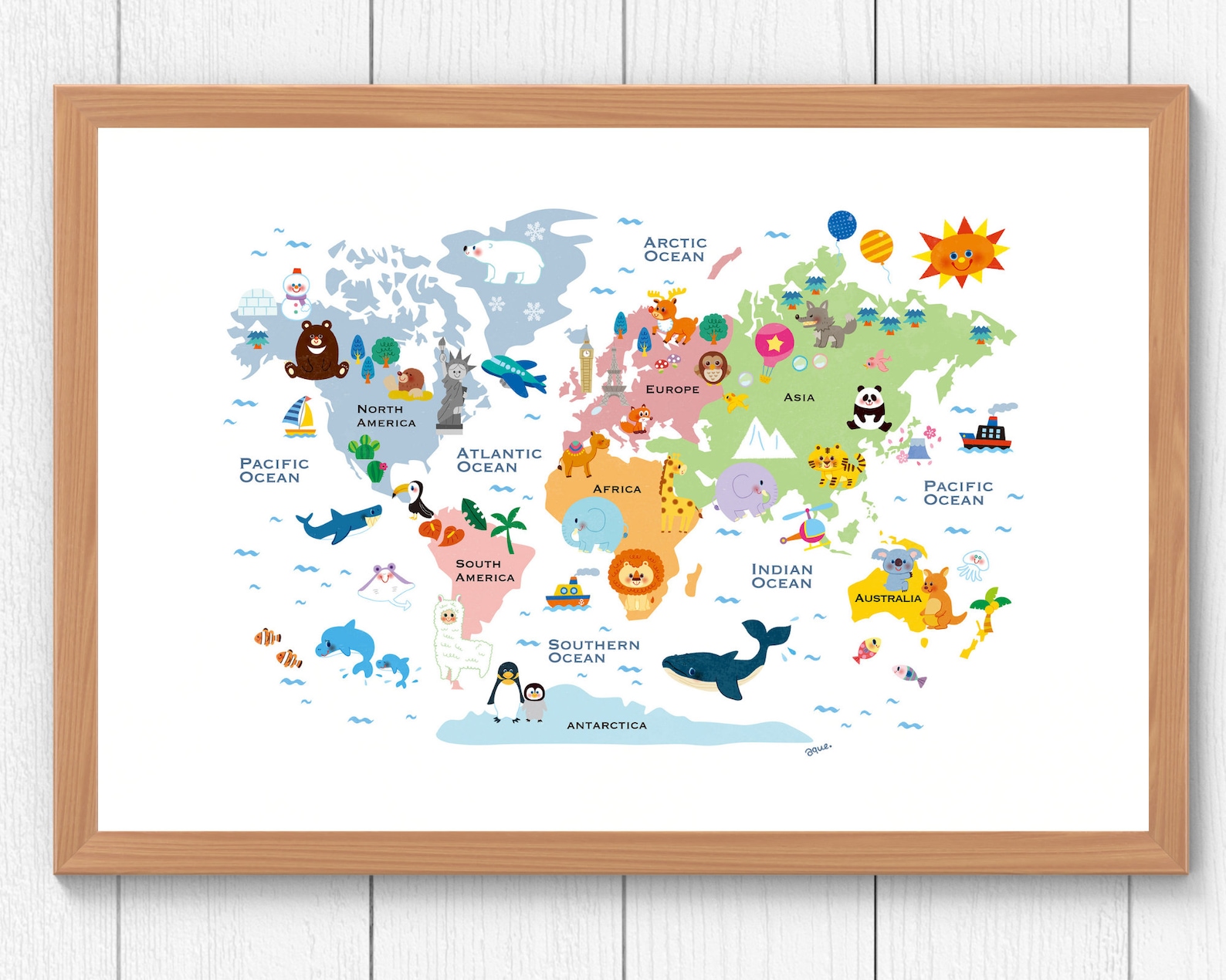 World Map Wall Art for Kids' Bedroom and Classrooms | Kids World Map ...