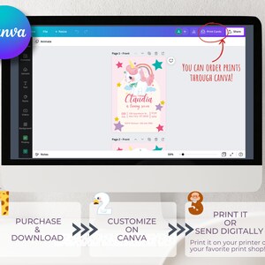 Printable & Digital Unicorn Birthday Party Invitation Card for Unicorn ...