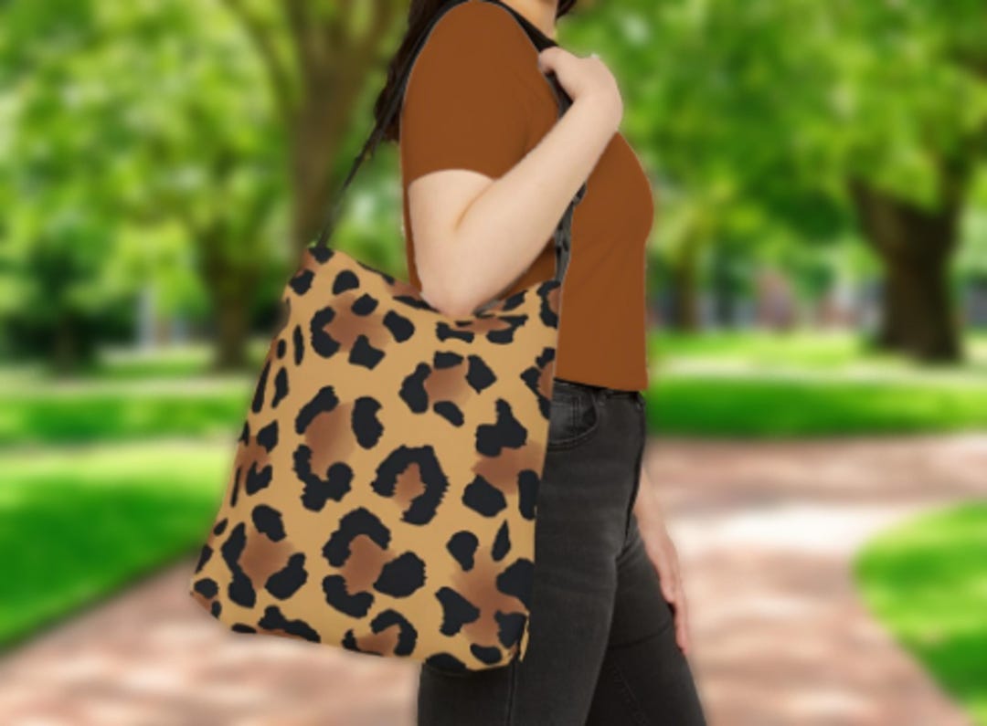 Leopard Adjustable Tote Bag / Personalized Option / 2 Sizes / Zippered ...