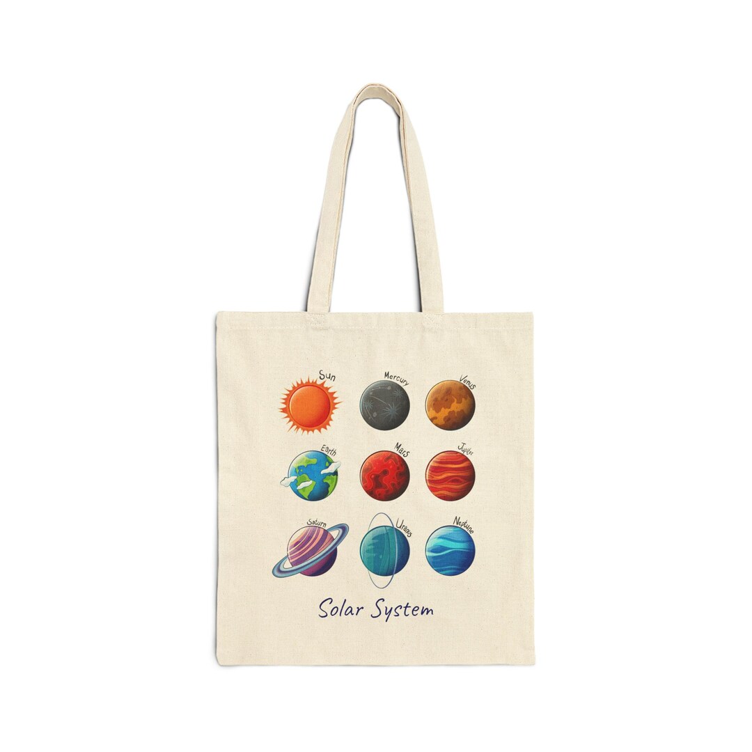 Reusable Solar System Tote Bag – Cotton Canvas Space Bag for Astronomy ...