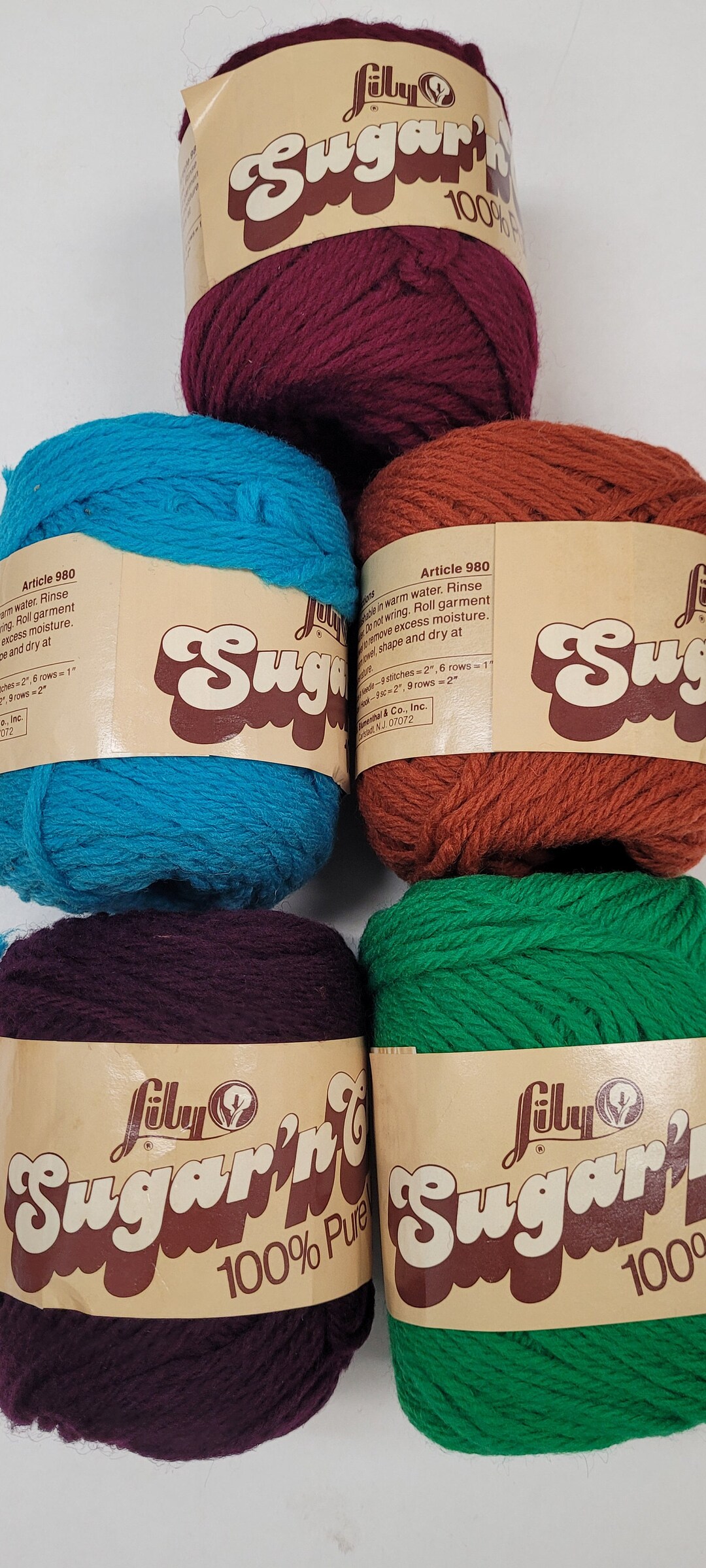 Lily Sugar 'n Cream Wool Yard-4 Ply-100% Virgin Wool Fashion Yarn-2 ...
