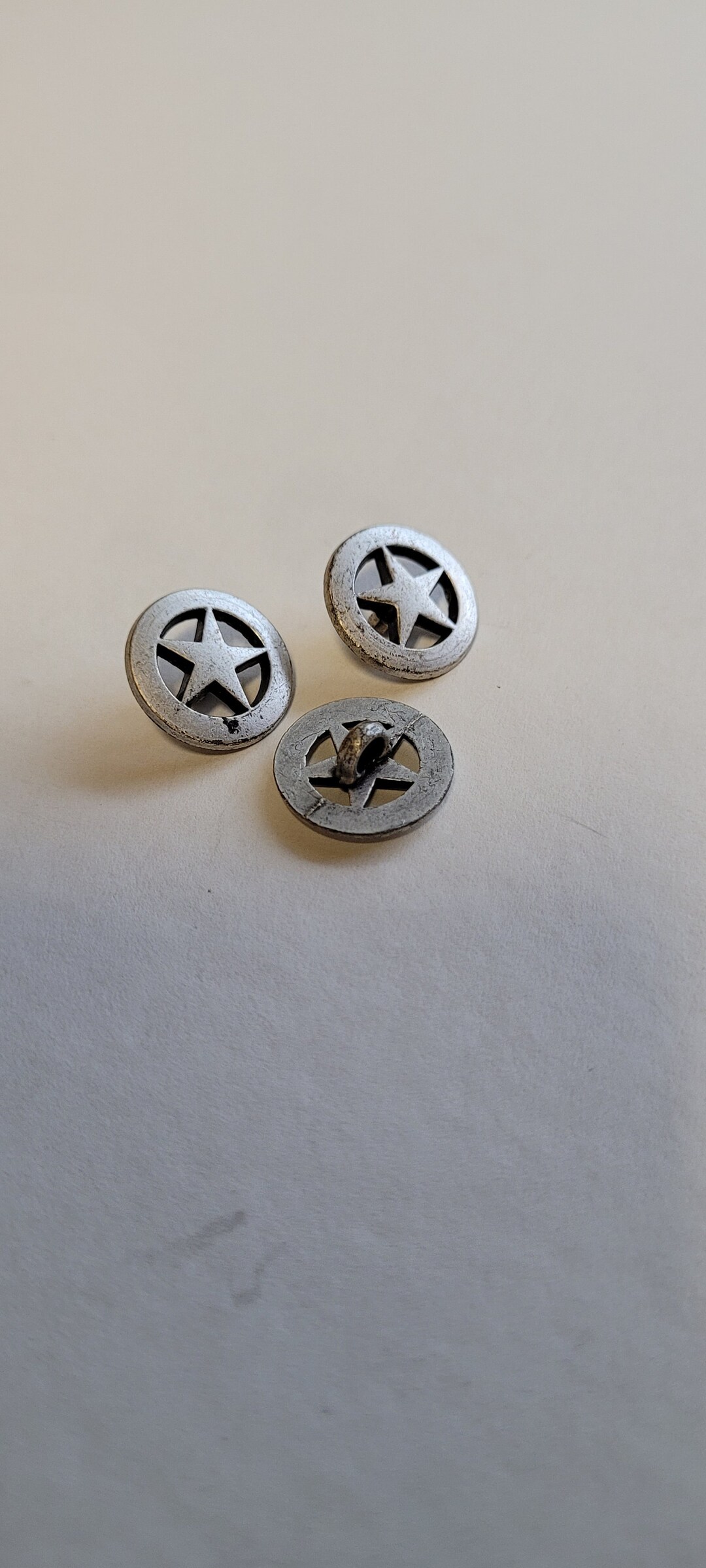 Texas Star Button. Metal. Ligne 18-7/16" Diameter. Old-silver 1 Dozen ...