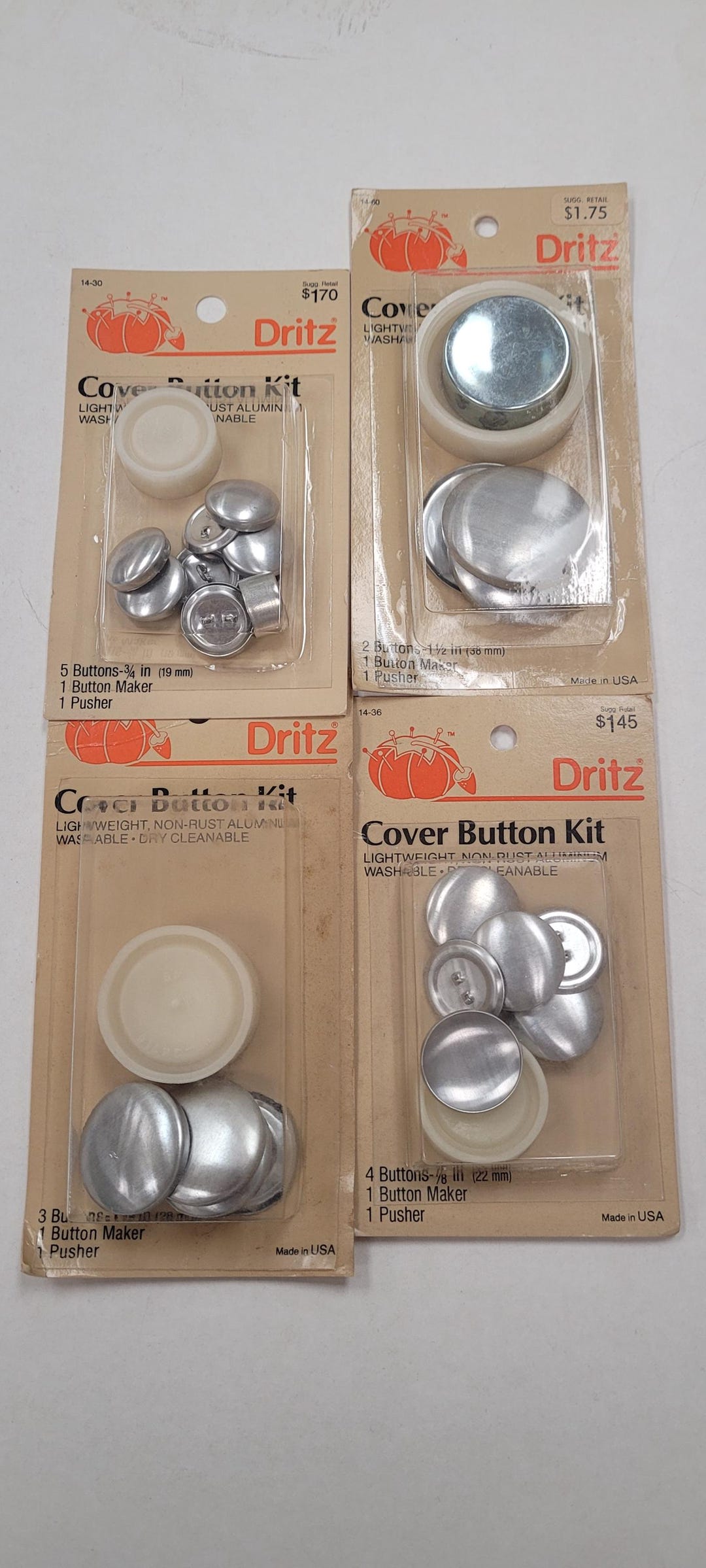 Dritz Button Kit-4 Different Sizes - Etsy
