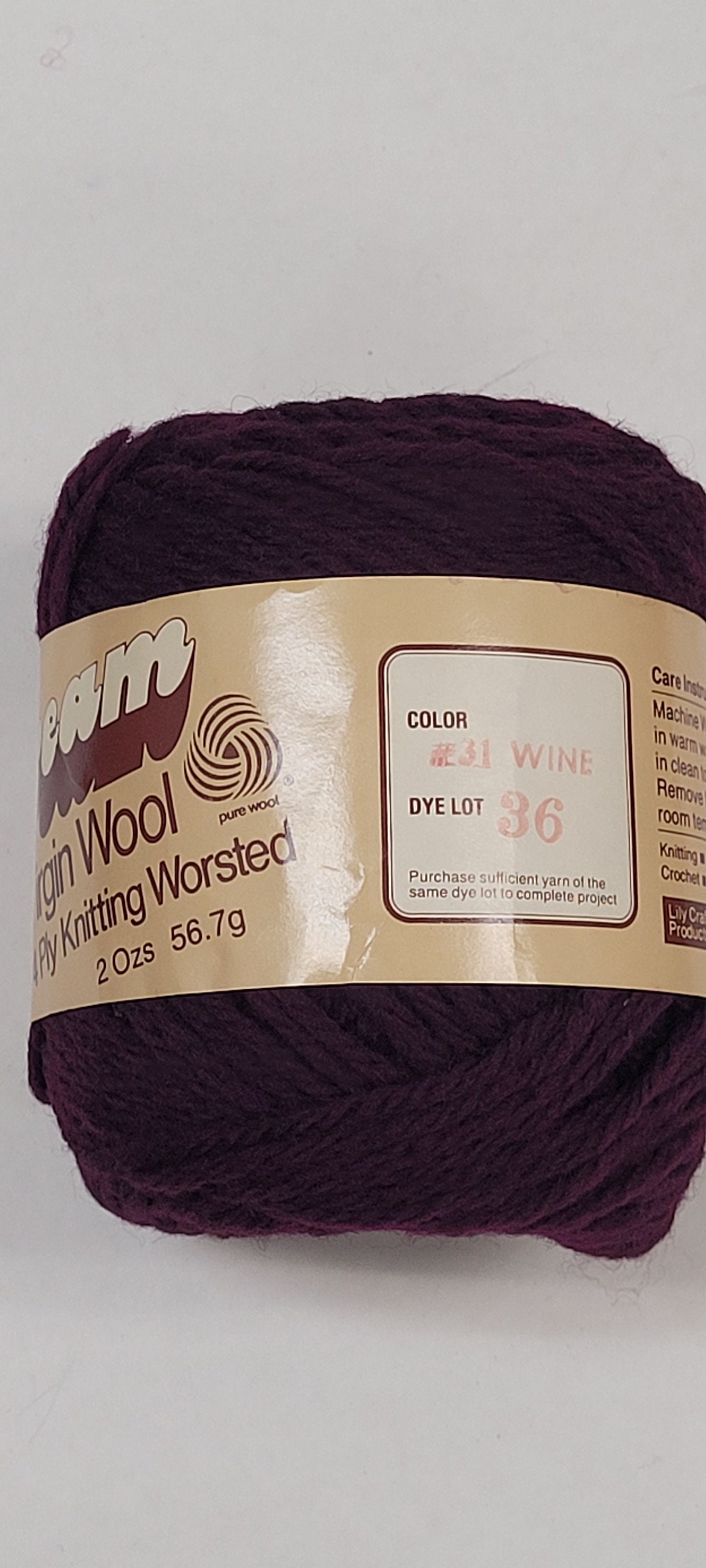Lily Sugar 'n Cream Wool Yard-4 Ply-100% Virgin Wool Fashion Yarn-2 ...