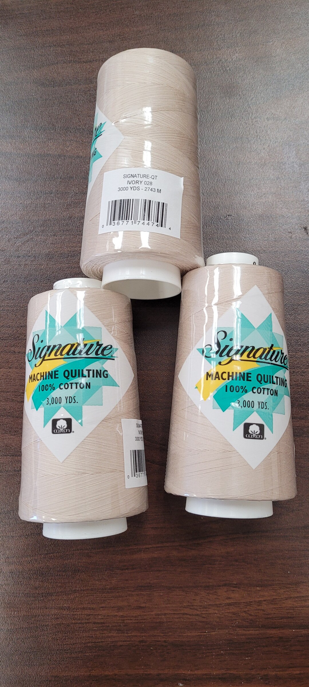 A&E Signature Machine Quilting-ivory-100% Cotton Thread-3000 YARD Cone ...