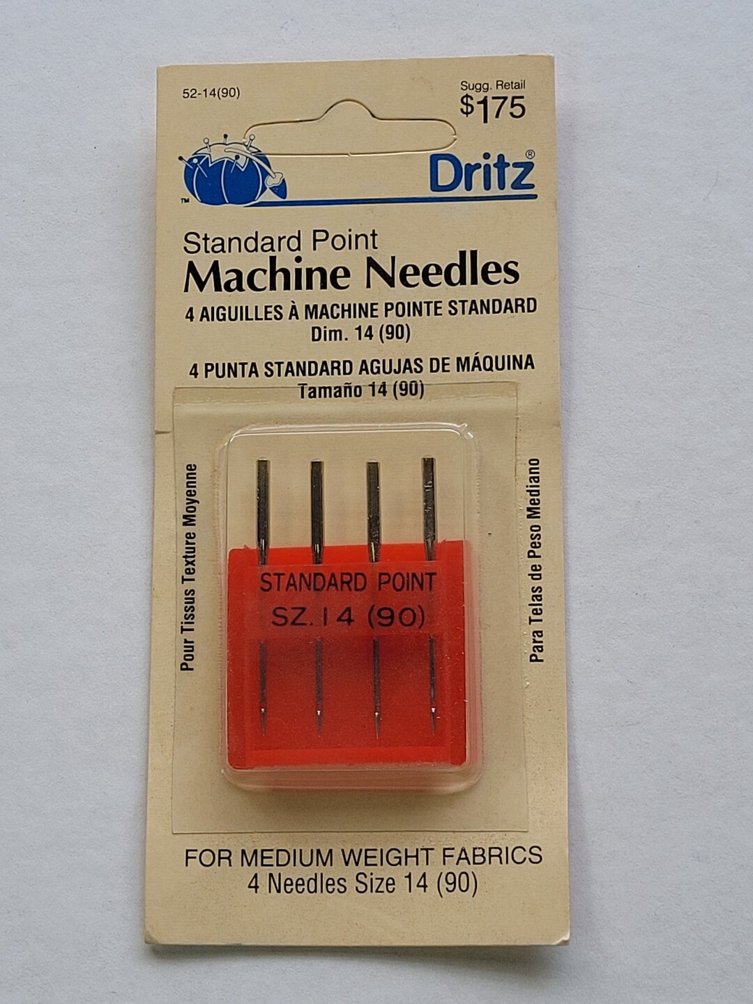 Standard Point Sewing Machine Needles, Size 14 (90)). 4 Needles per ...