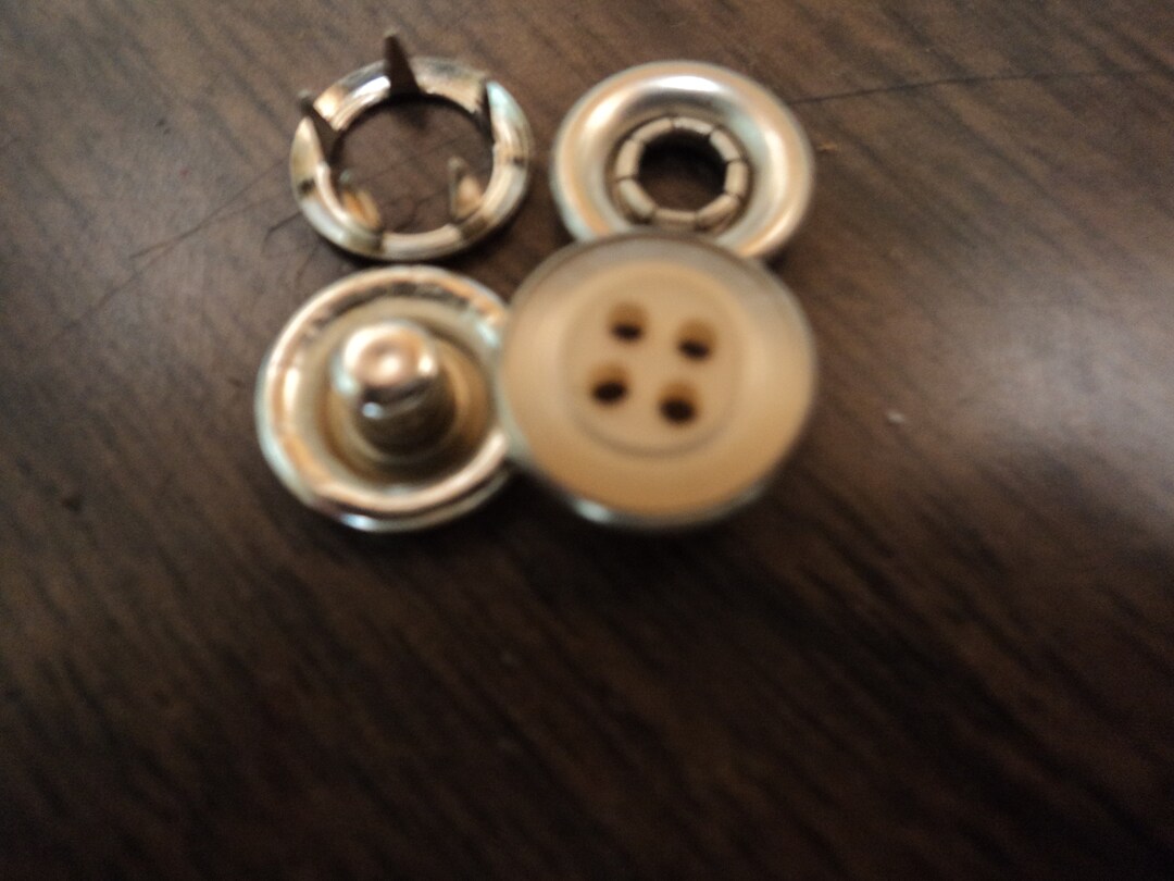 TAN Button Look Poly Pearl Snap Fastener-4 Part Snap-size 18 7/16 ...