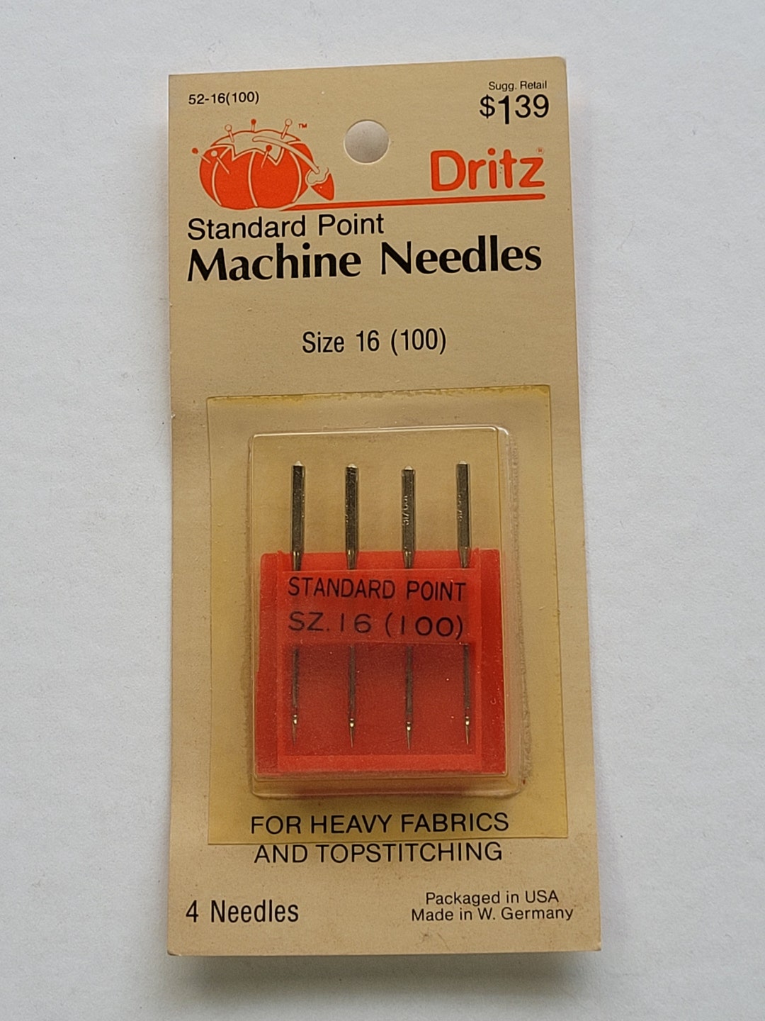 Standard Point Sewing Machine Needles, Standard Point, Size 16 (100). 4 ...