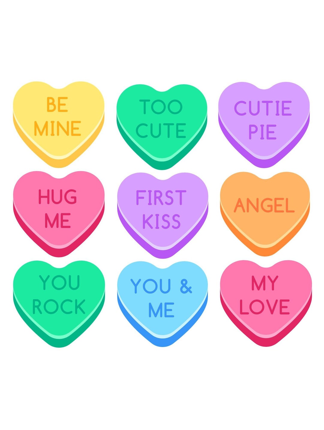 Valentine's Day Candy Hearts PNG SVG JPEG - Etsy