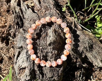Rare Orange Peach White Snowflake Garden Quartz Bracelet 9mm, 8.5mm ...