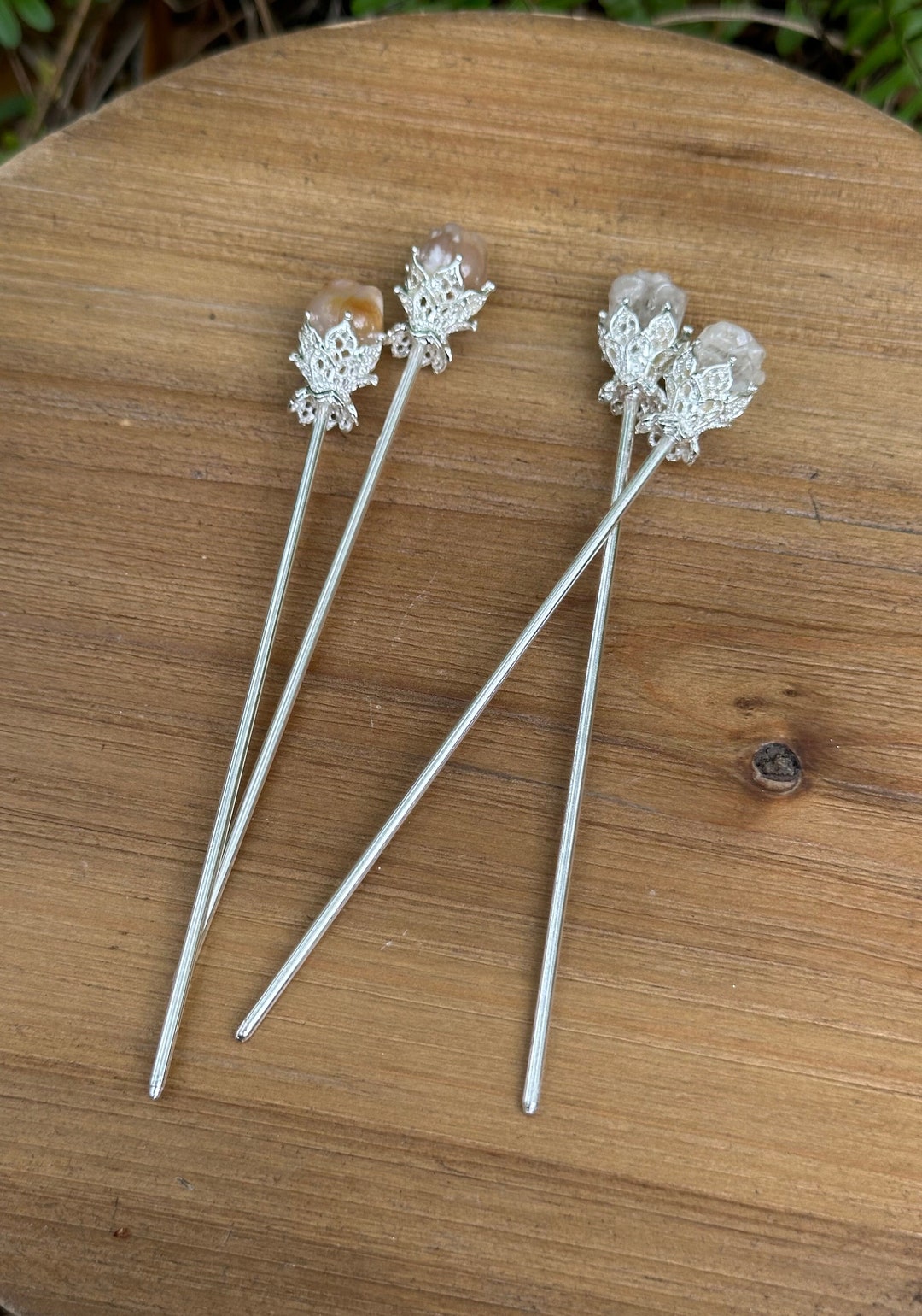 Embellished Crystal Rose Hair Pins - Etsy