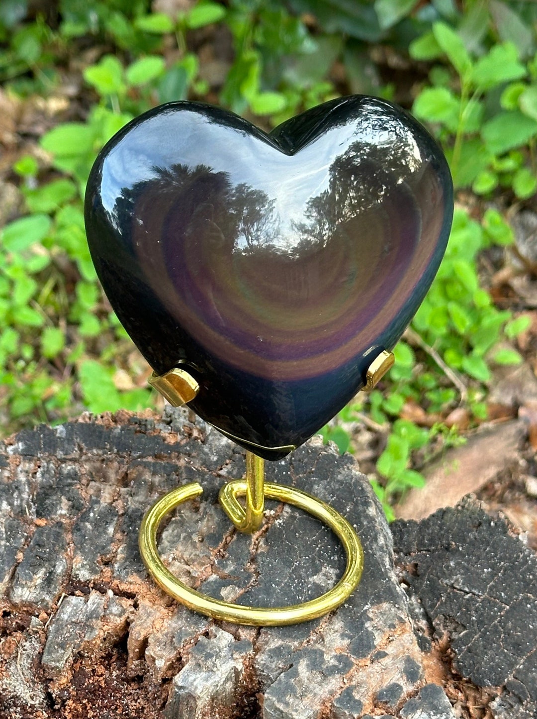 Rainbow Obsidian Heart - Etsy