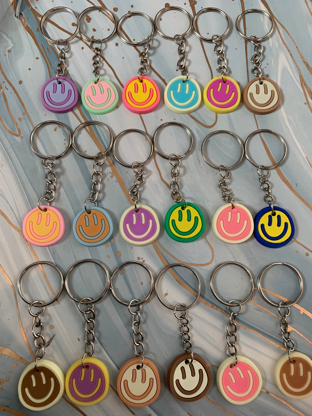 Preppy Smiley Keychain - Etsy
