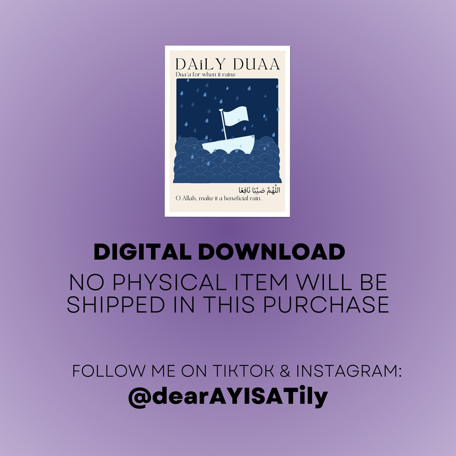 Daily DUAA | Duaa for When It Rains | Islamic Wall Poster | Line Art ...