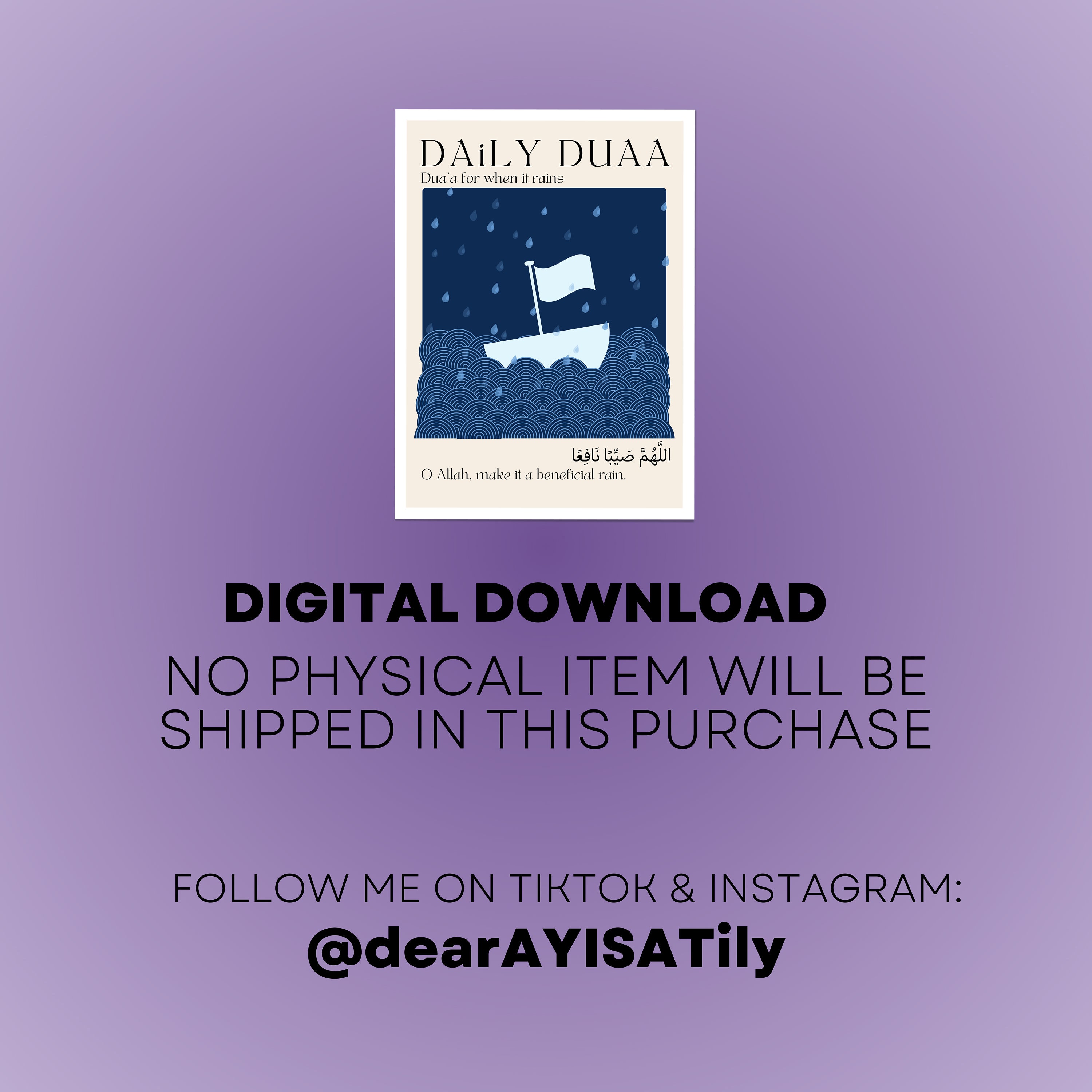 Daily DUAA Duaa for When It Rains Islamic Wall Poster - Etsy