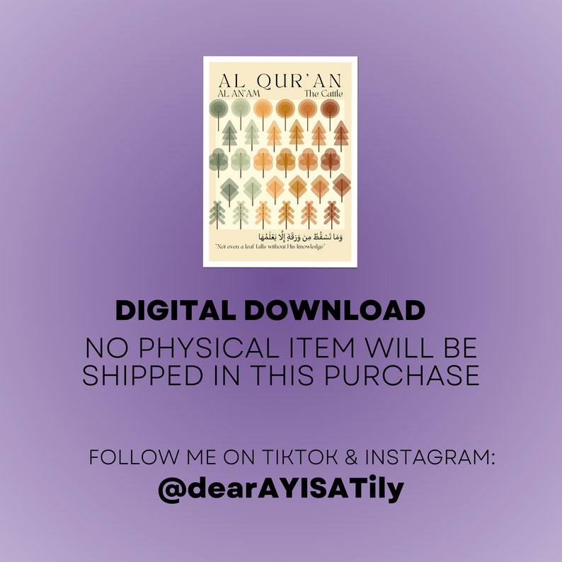 Al Quran | Surah Al An’am| Islamic Wall Print | Forest Wall Print ...