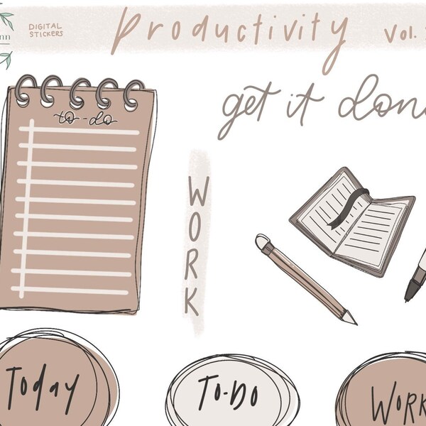 Neutral Productivity Digital Planning Stickers - Etsy