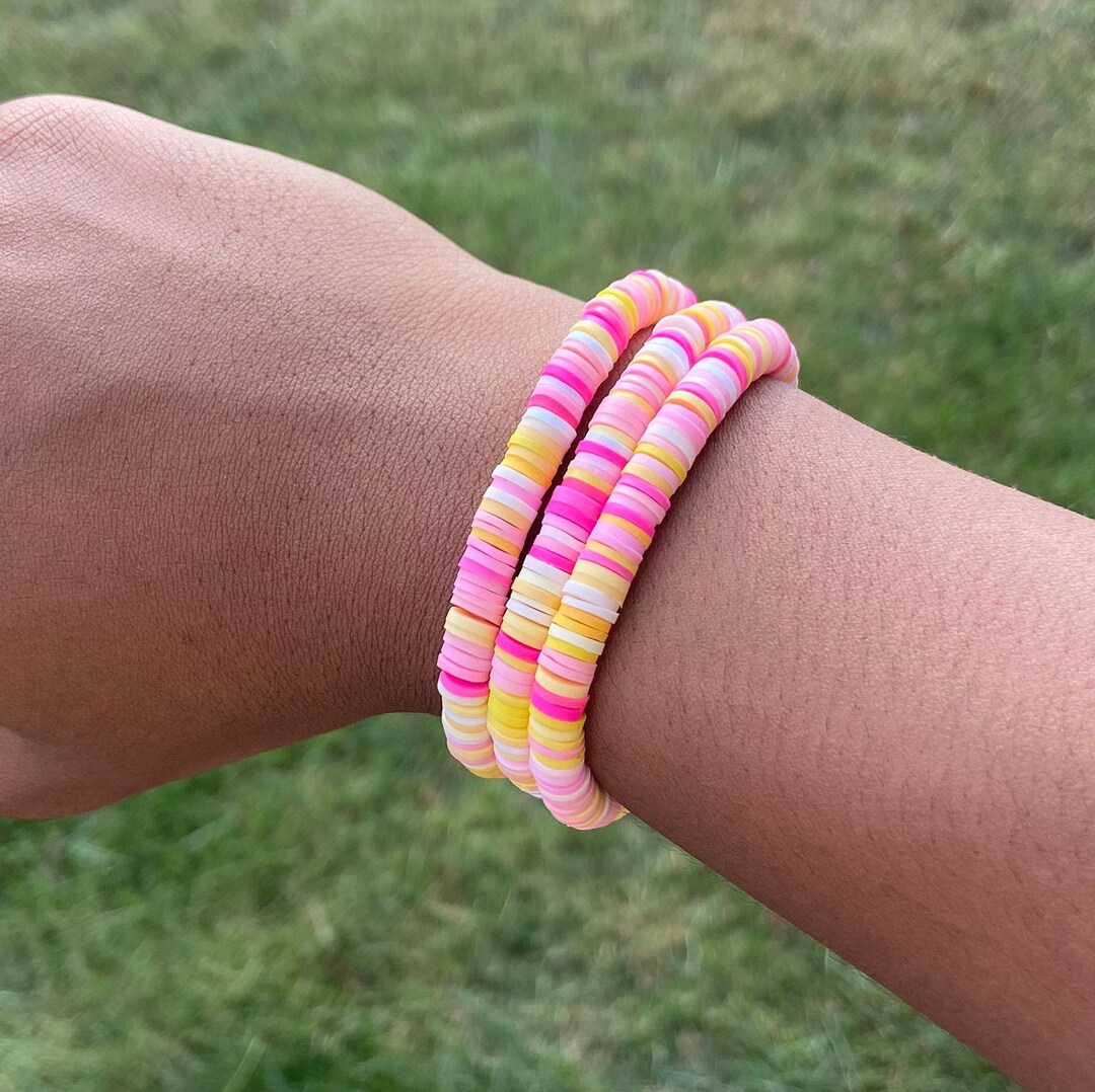 Pink Lemonade Clay Bead Bracelet - Etsy