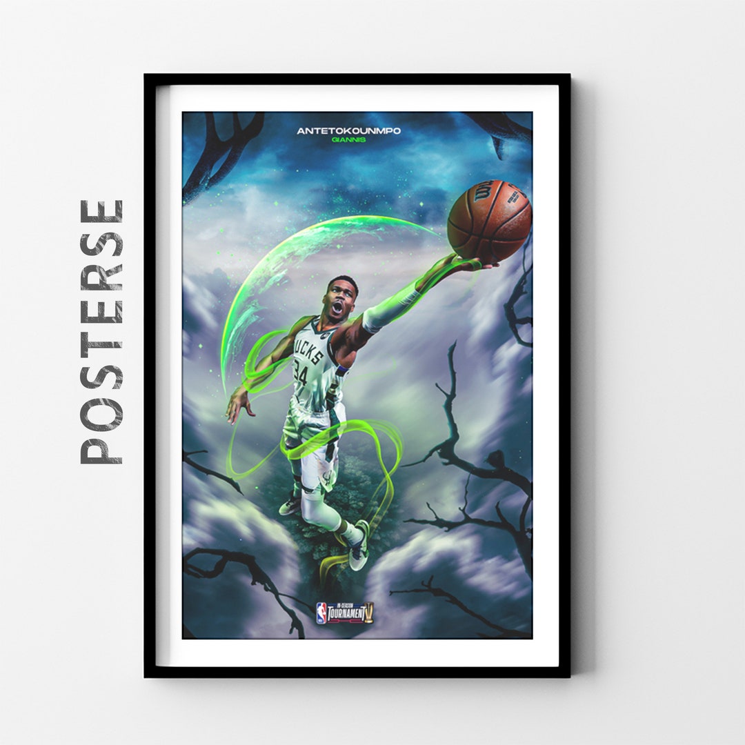 Giannis Antetokounmpo Poster, Milwaukee Bucks Print, Premium Canvas ...