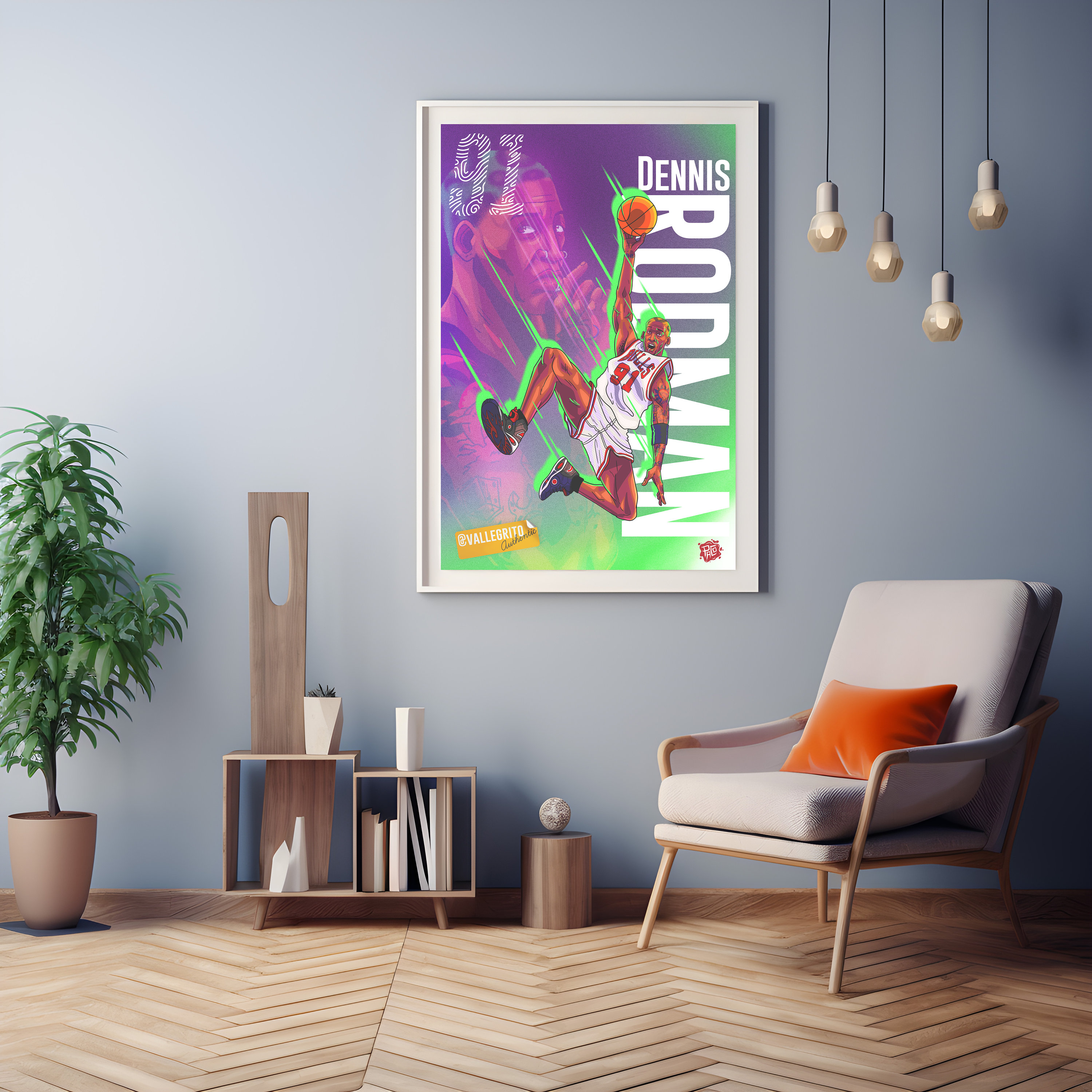 Dennis Rodman Chicago Bulls NBA Posters Basketball Wall Art - Etsy