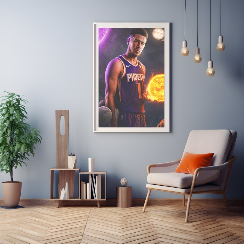 Devin Booker Poster, Phoenix Suns Print, Basketball Wall Art, Modern ...