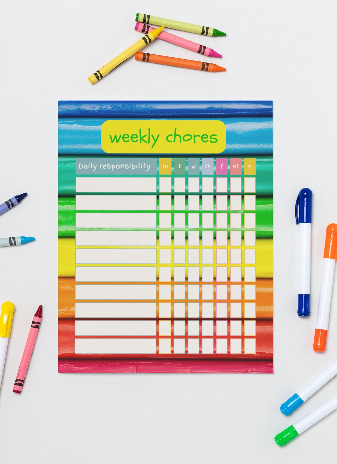 Weekly Chore Chart for Kids | Weekly Routine | Daily Chores | Planner ...