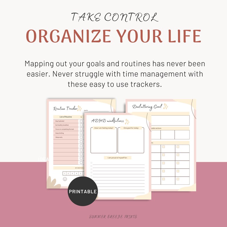 ADHD Planner, ADHD Printable Planner, 10-page Neurodiverse Planner ...