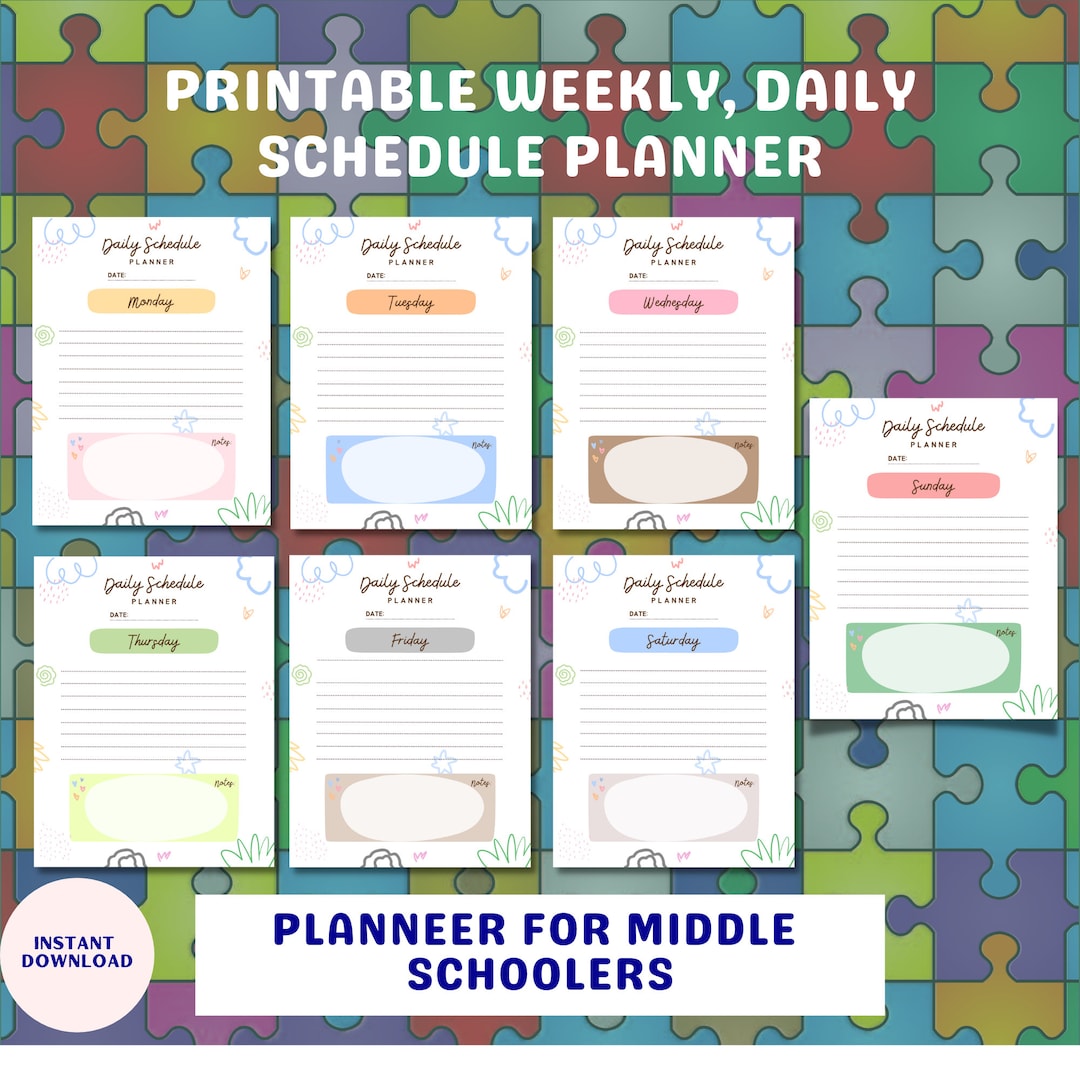 Cute Weekly Schedule for Kids, Daily Schedule, Daily Planner, Planner ...