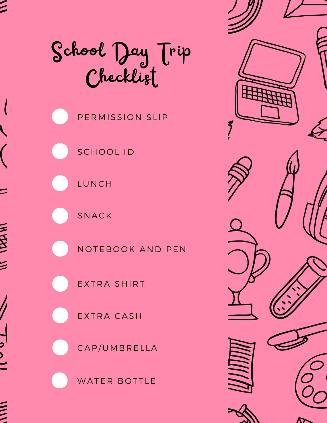 Editable School Packing List, 5 Colors Checklist, School Checklist ...