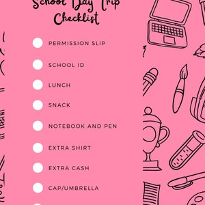 Editable School Packing List, 5 Colors Checklist, School Checklist ...