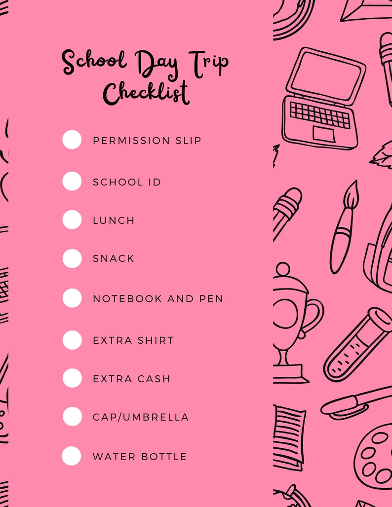 Editable School Packing List, 5 Colors Checklist, School Checklist ...