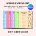 Editable School Packing List, 5 Colors Checklist, School Checklist ...