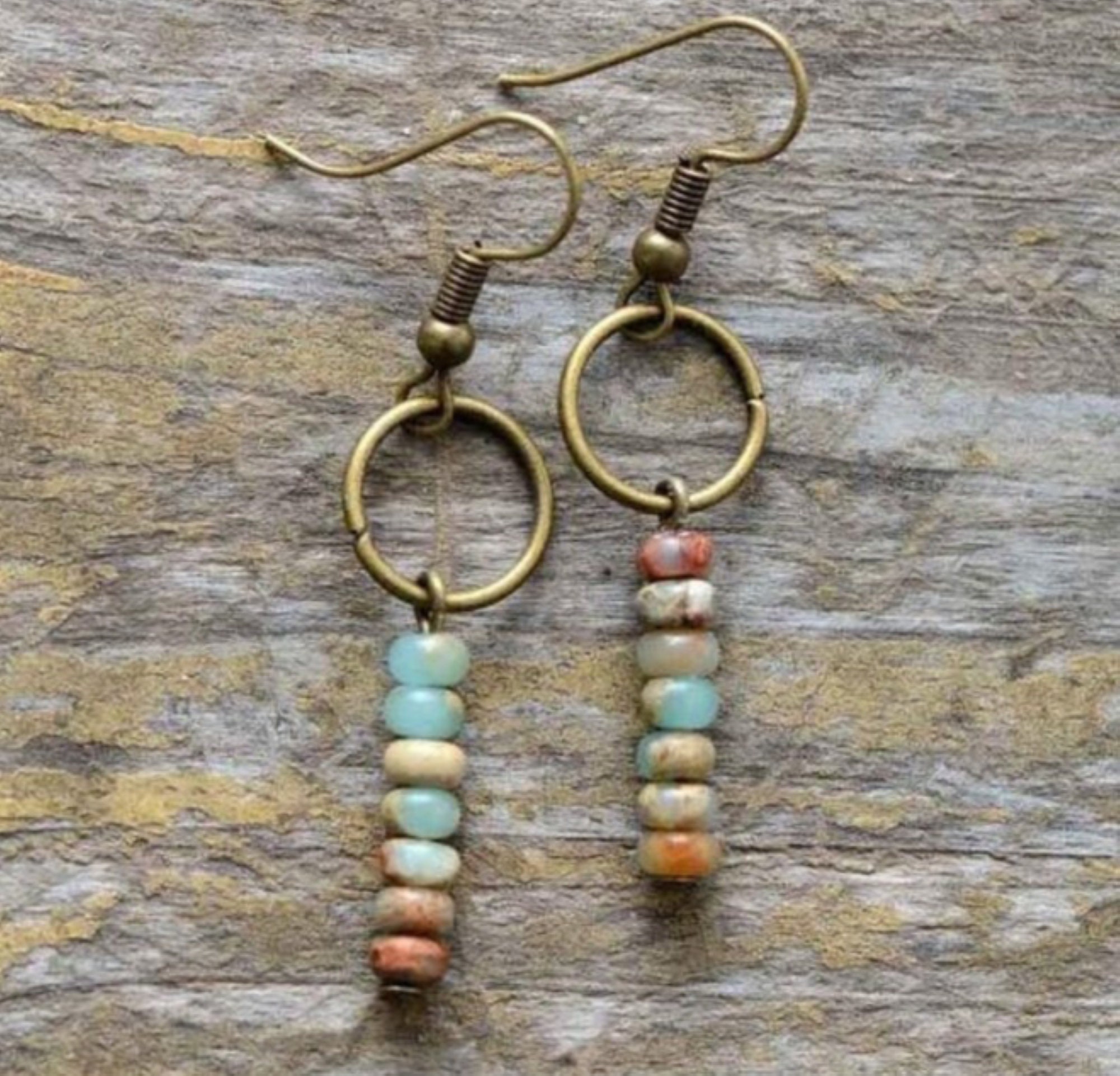 Stone Beaded Healing Earrings Natural Gemstone Dangle - Etsy