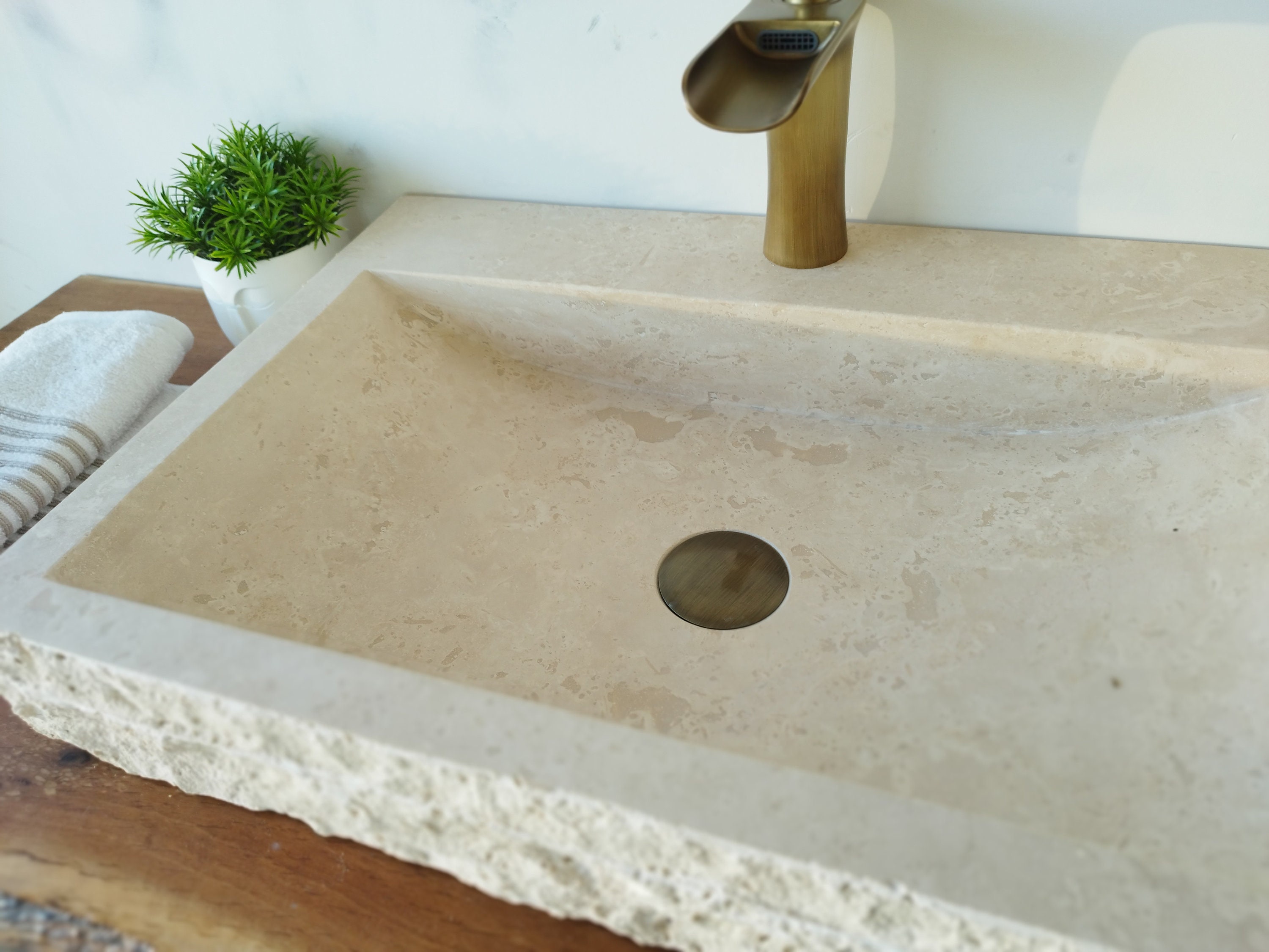 Travertine Bathroom Sink Vanity Top Sink Rectangle Sink - Etsy Australia