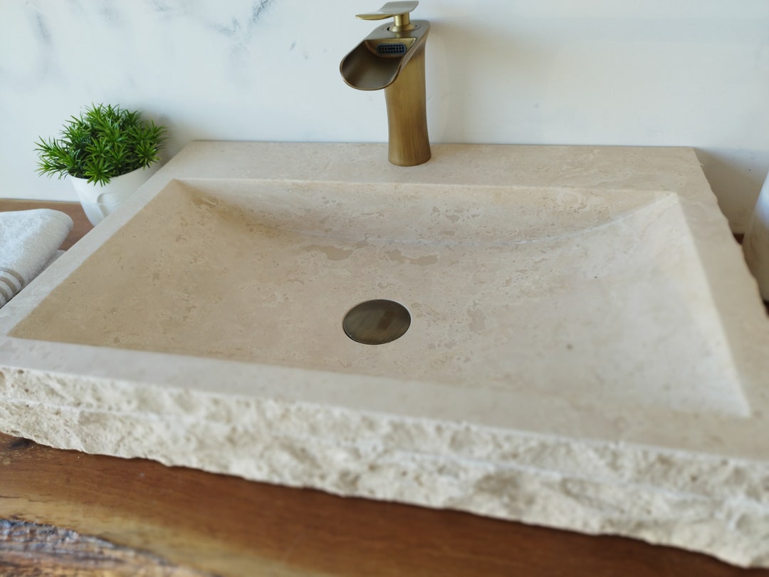 Travertine Bathroom Sink Vanity Top Sink Rectangle Sink Marble Sink ...