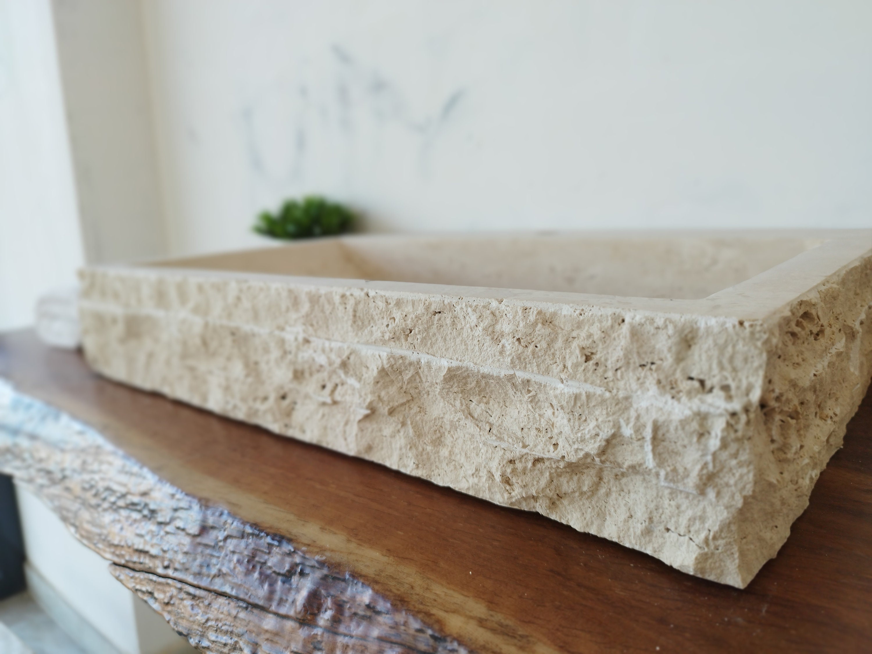 Travertine Bathroom Sink Vanity Top Sink Rectangle Sink - Etsy Australia
